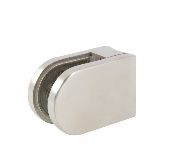 Clamp fixing D-shaped 63 x 45 mm | Brushed | Stainless steel V2A (AISI ...